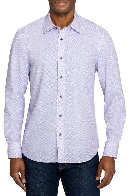 CON.STRUCT Slim Fit Diamond Geo Woven Long Sleeve Basic Shirt - White/pink