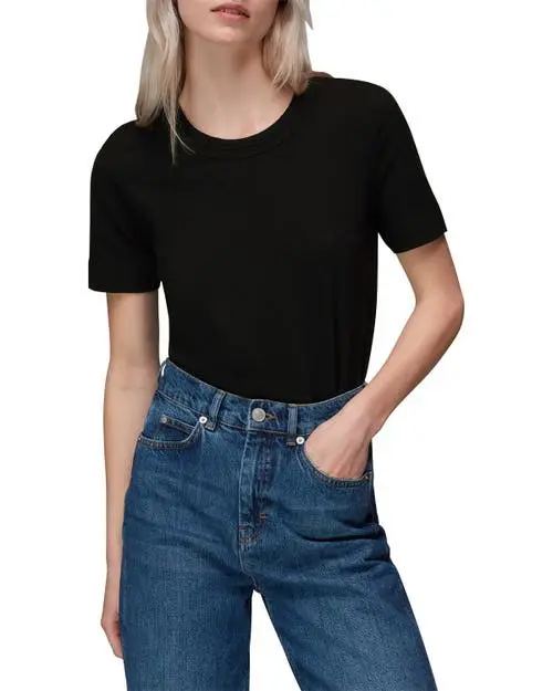 Whistles Rosa Double Trim T-shirt - Black