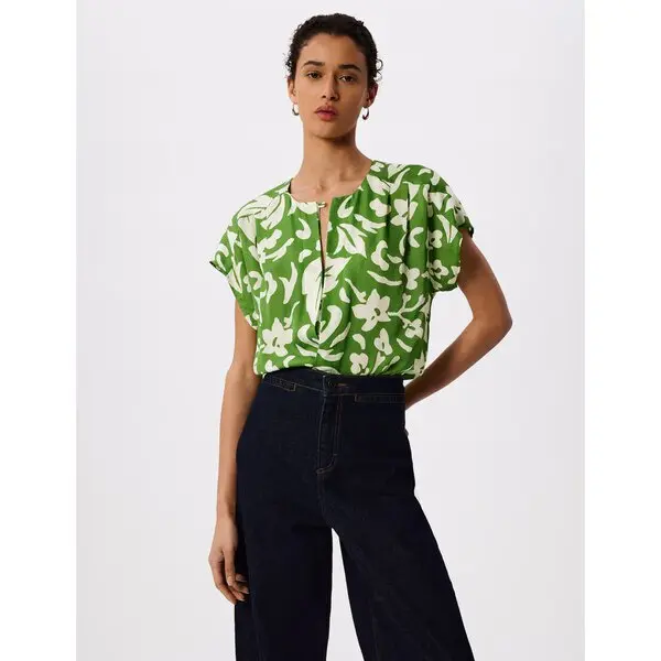 Whistles Floral Keyhole Blouse - Grn/multi