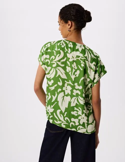 Whistles Floral Keyhole Blouse