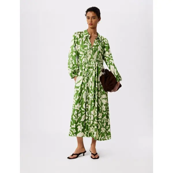 Whistles Floral Trapeze Shirt Dress - Grn/multi