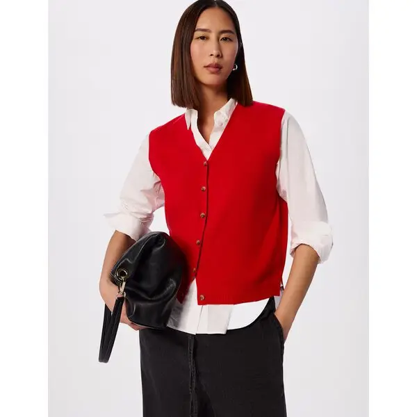Whistles V-neck Button-front Knit Tank - Red
