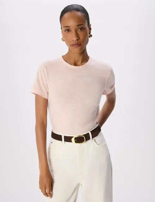 Whistles Emily Ultimate Crew Neck T-shirt - Pale Pink