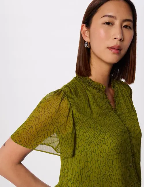 Whistles Dragonfly Print Short Sleeve Blouse