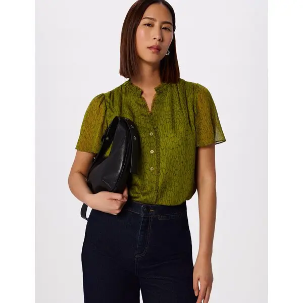 Whistles Dragonfly Print Sheer Sleeve Blouse - Green/multi