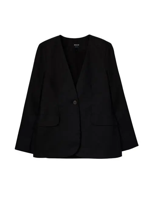 Whistles Collarless Linen Blazer