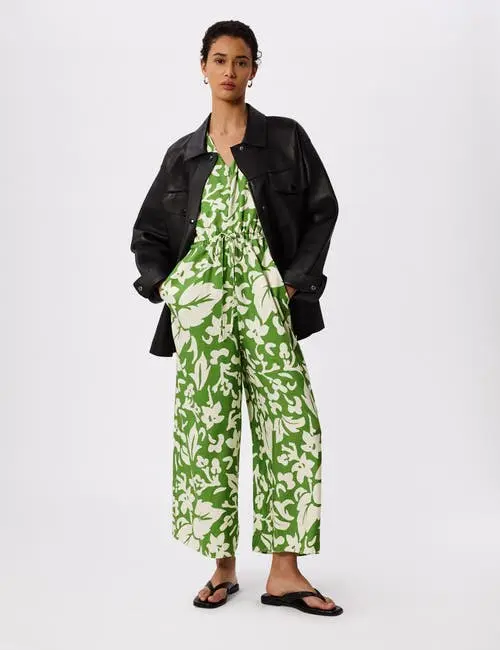 Whistles Floral V-neck Belted Jumpsuit - Grn/multi