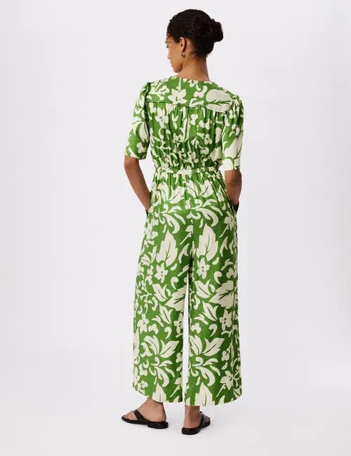 Whistles Floral V-neck Belted Jumpsuit - Grn/multi