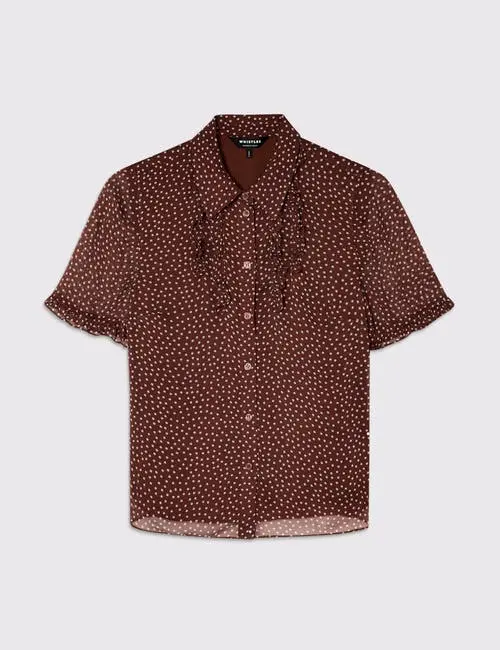Whistles Polka Dot Sheer Sleeve Shirt