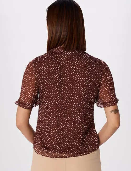 Whistles Polka Dot Sheer Sleeve Shirt