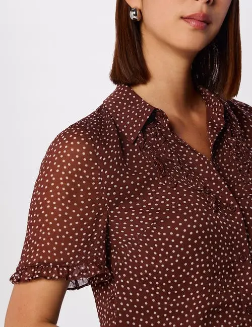 Whistles Polka Dot Sheer Sleeve Shirt