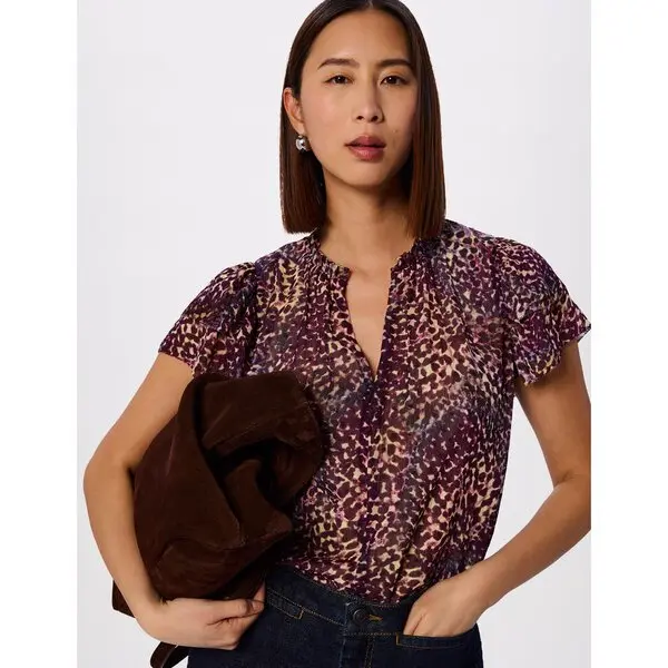 Whistles Orchid Print Dobby Top - Purp/multi