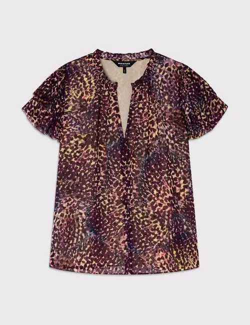 Whistles Orchid Print Dobby Top - Purp/multi