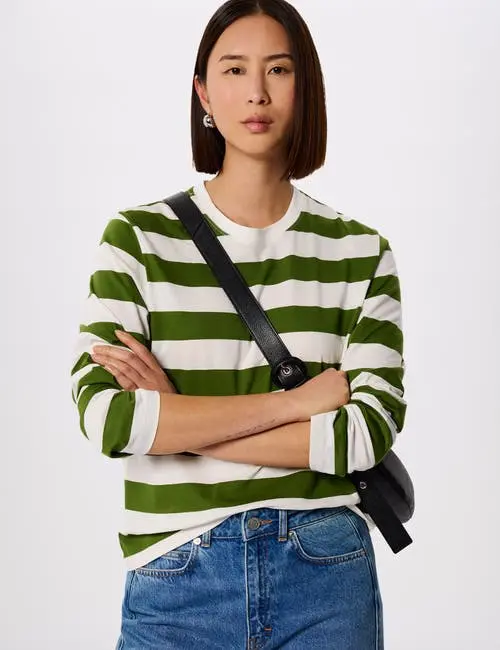 Whistles Relaxed Stripe Long Sleeve Tee