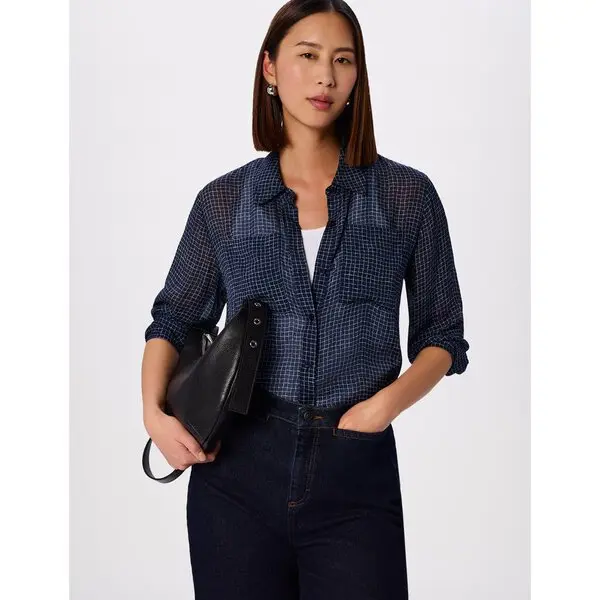 Whistles Grid Print Shirt - Navy/multi