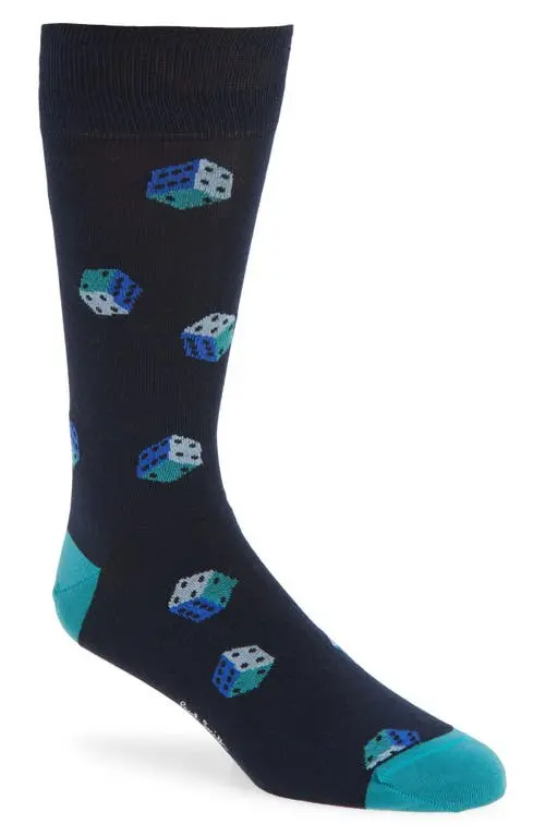 Paul Smith Dice Cotton Blend Dress Socks - Navy
