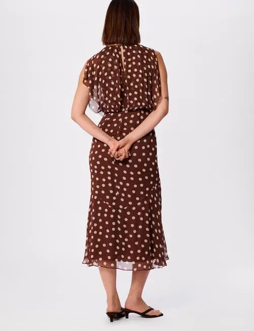 Whistles Polka Dot Print Midi Dress