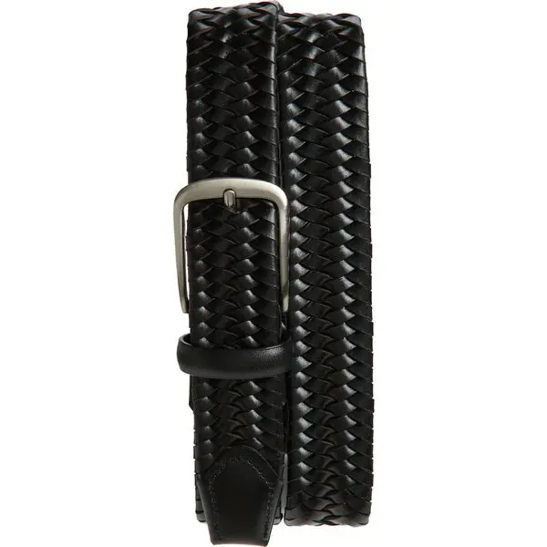 Nordstrom Braided Leather Stretch Belt - Black