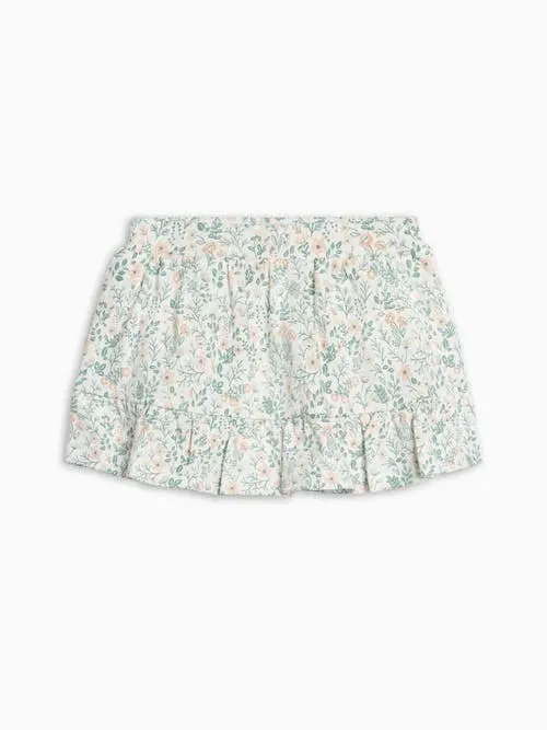 KENDI BY COLORED ORGANICS Organic Cotton Skirt With Bloomer Shorts - Merion Floral/laguna + Shell