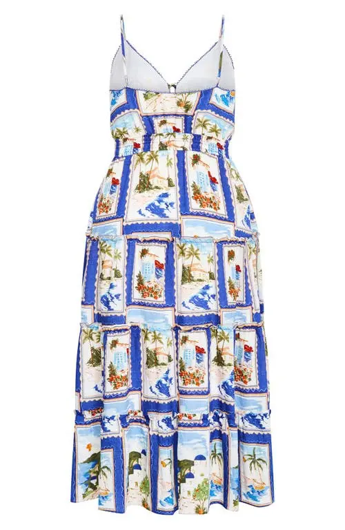 City Chic Printed Tiered Maxi Sundress