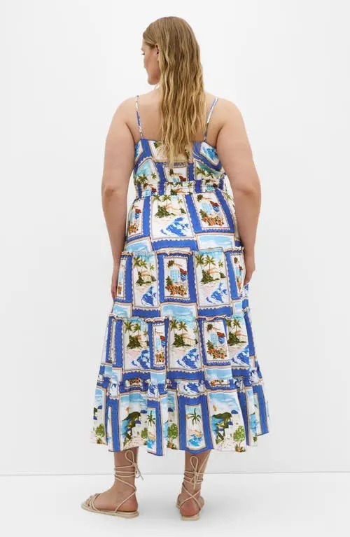 City Chic Printed Tiered Maxi Sundress