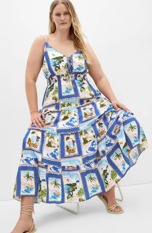 City Chic Printed Tiered Maxi Sundress