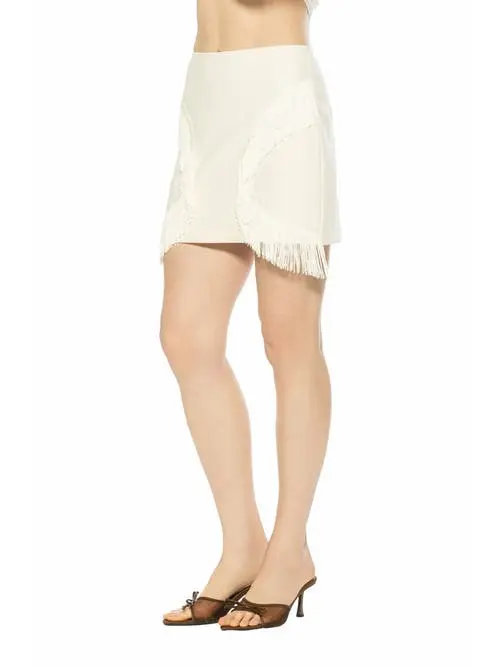 ALEXIA ADMOR Lior Fringe Mini Skirt - Ivory