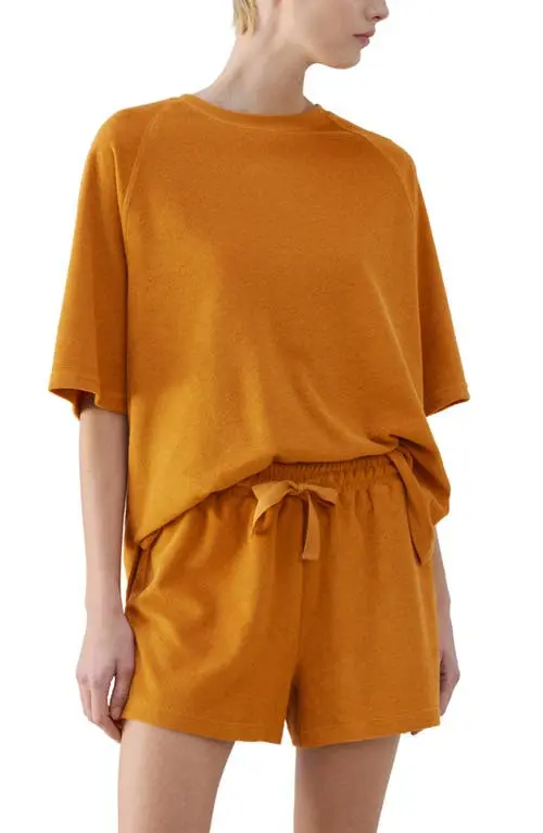 Mango Cotton Blend Terry Pajama Top - Orange