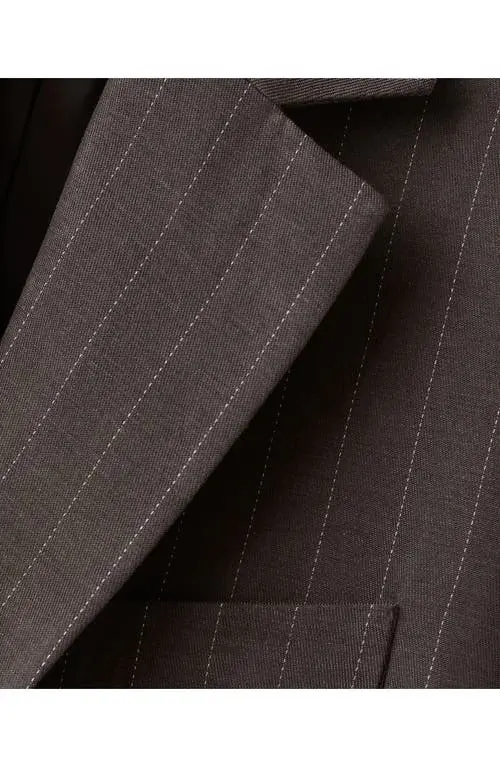 Mango Pinstriped Suit Blazer - Chocolate