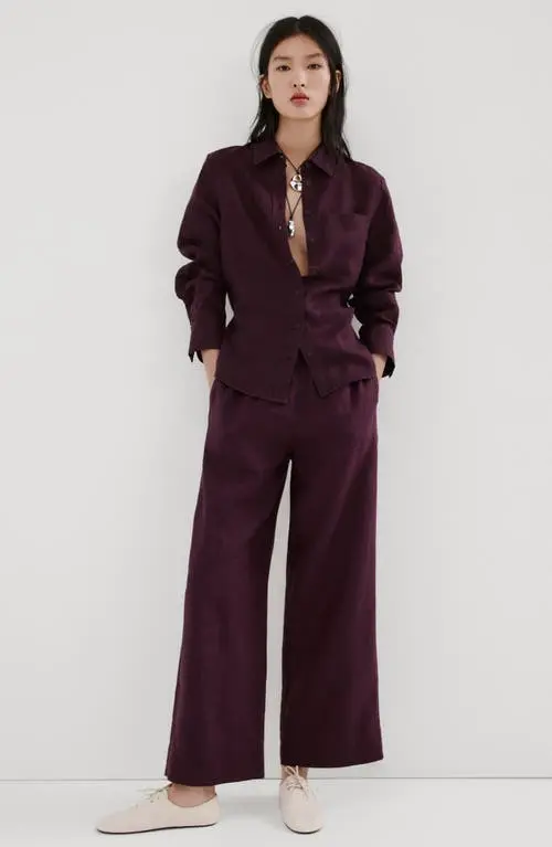 Mango Straight-leg Linen Blend Pants