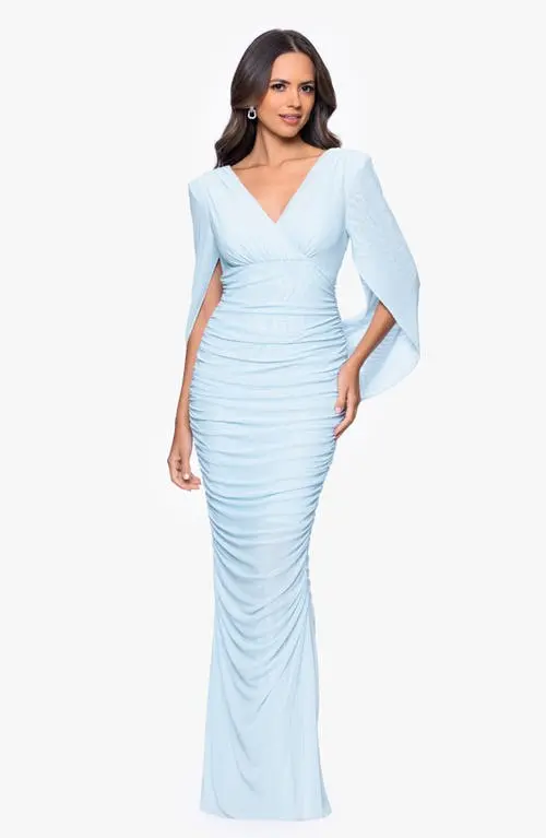 Betsy & Adam Drape Detail Powermesh Gown