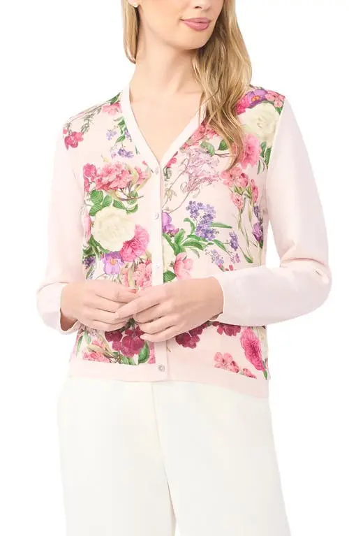 Ted Baker London Lisa Mixed Media Cardigan - Cloud Pink
