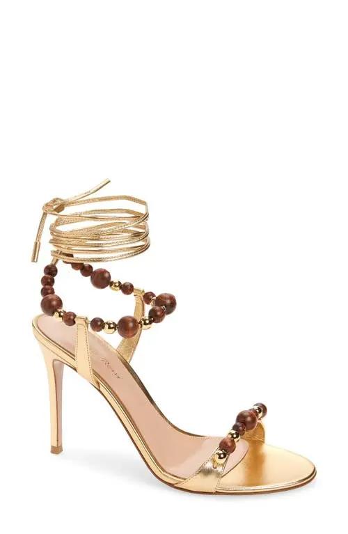 GIANVITO ROSSI Wood Bead Ankle Wrap Sandal - Mekong