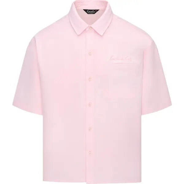 EASTSIDE GOLF Boxford Short Sleeve Cotton Button-up Shirt - Icy Pink