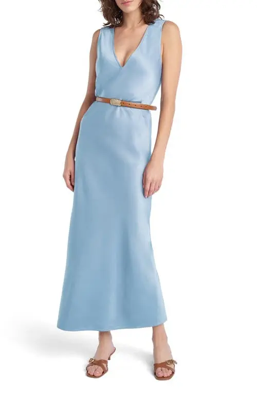 FAVORITE DAUGHTER Satin Column Dress - Sea Blue