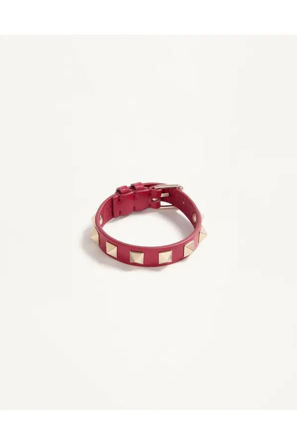 Valentino Garavani Rockstud Leather Bracelet - Red