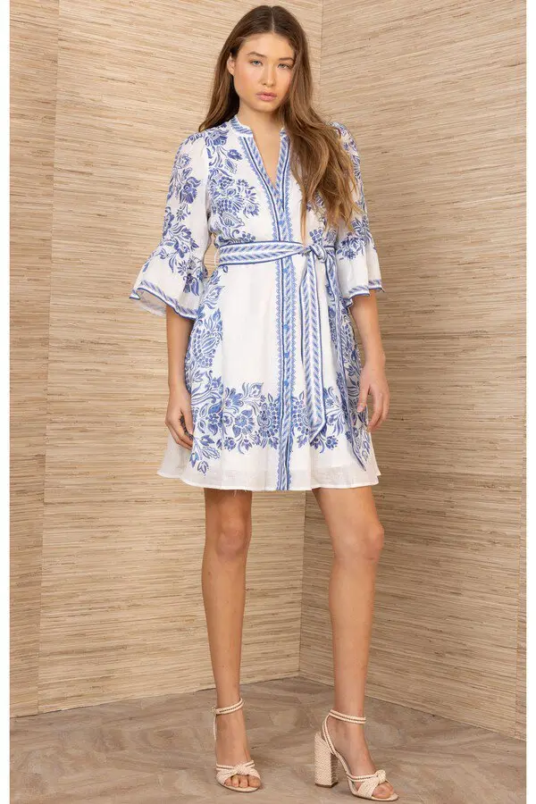Hale Bob Maxwell Linen Dress - Blue
