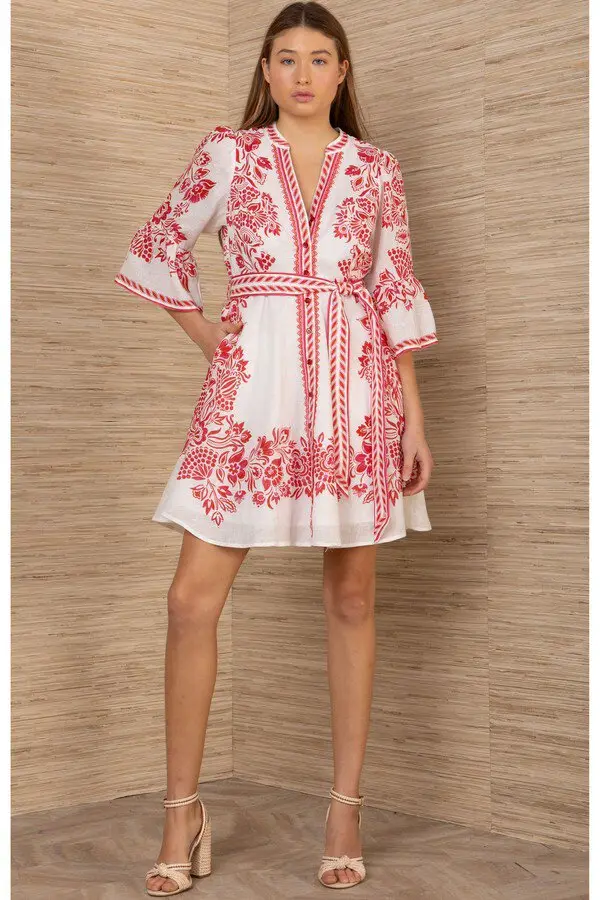 Hale Bob Maxwell Linen Dress - Red