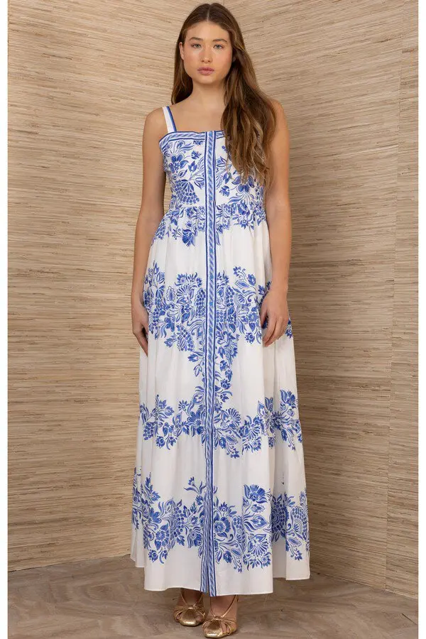Hale Bob Jream Cotton Poplin Maxi Dress - Blue