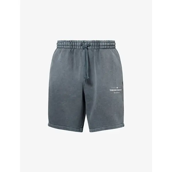 THE COUTURE CLUB Spray-wash Logo-print Cotton Shorts - Black