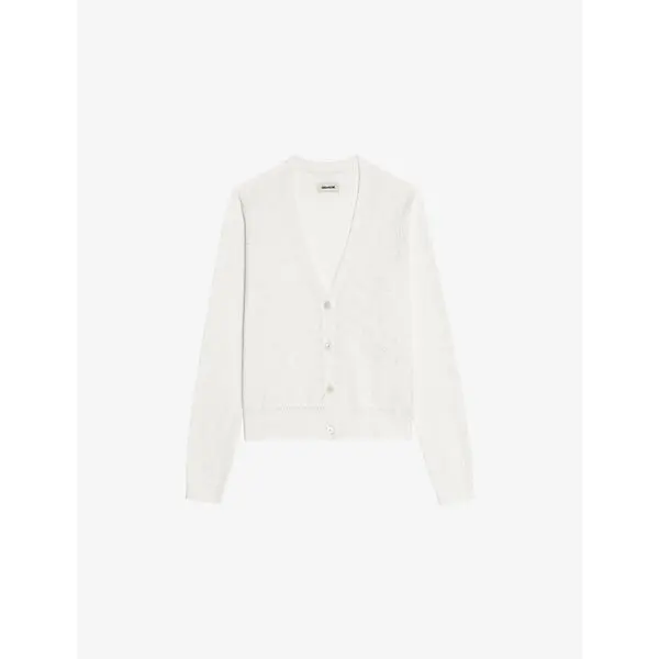 Zadig&Voltaire Manala Pointelle Cotton Cardigan - Eggshell