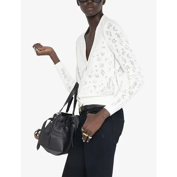 Zadig&Voltaire Manala Pointelle Cotton Cardigan - Eggshell
