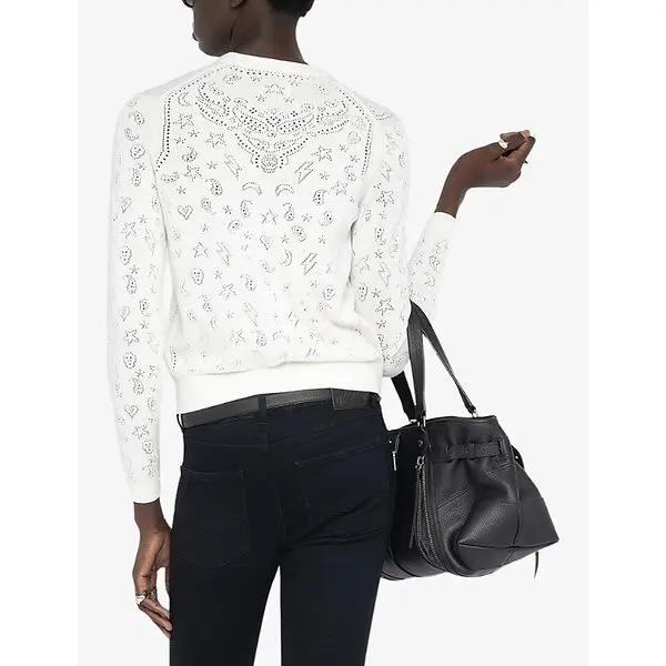 Zadig&Voltaire Manala Pointelle Cotton Cardigan - Eggshell