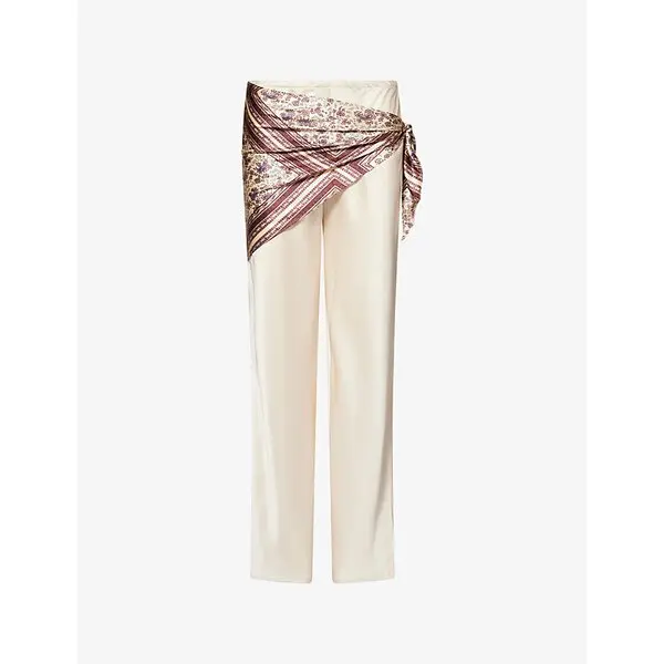 REFORMATION Gale Detachable-scarf Satin Trousers - Amethyst