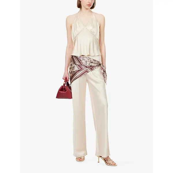 REFORMATION Gale Detachable-scarf Satin Trousers