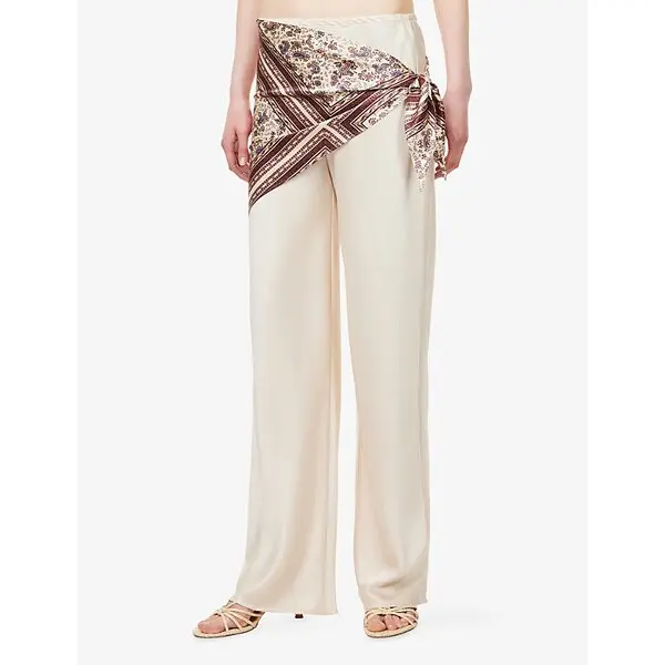 REFORMATION Gale Detachable-scarf Satin Trousers