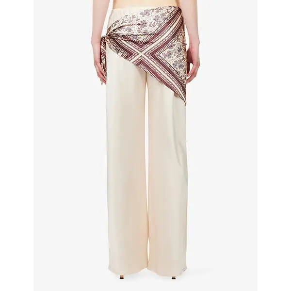 REFORMATION Gale Detachable-scarf Satin Trousers