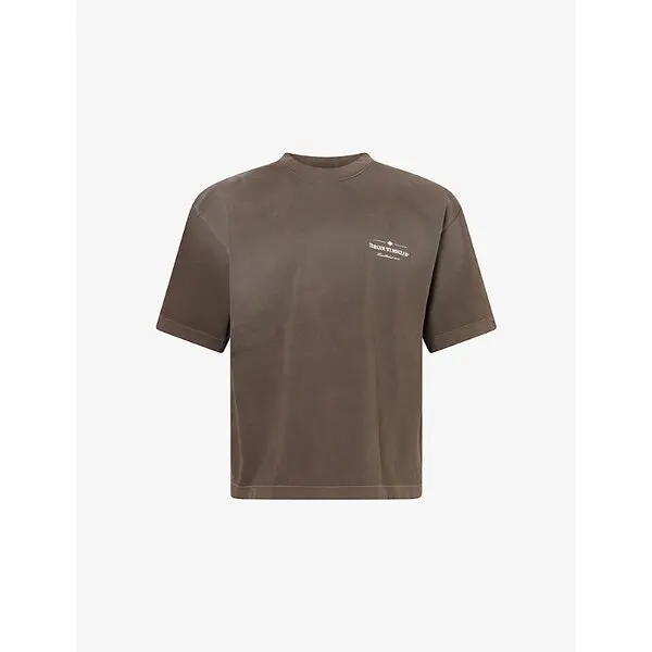 THE COUTURE CLUB Spray-wash Logo-print Cotton T-shirt - Brown
