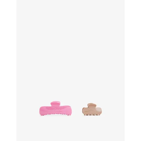 ADANOLA Set Of Two Debossed-logo Claw Hair Clips - Deep Pink/dusty Brown