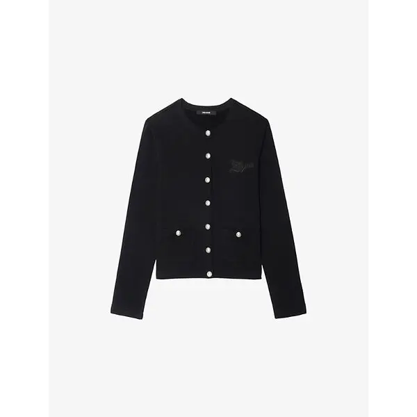 Zadig&Voltaire Cama Brand-appliqué Cotton-fleece Cardigan - Black
